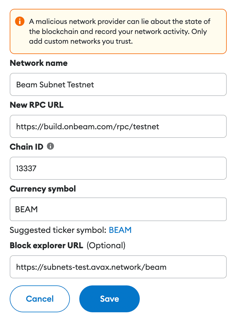 Beam RPC Settings MetaMask Setup - Connecting to Beam | Beam Docs: Your Gateway to Web3 Frontier ...
