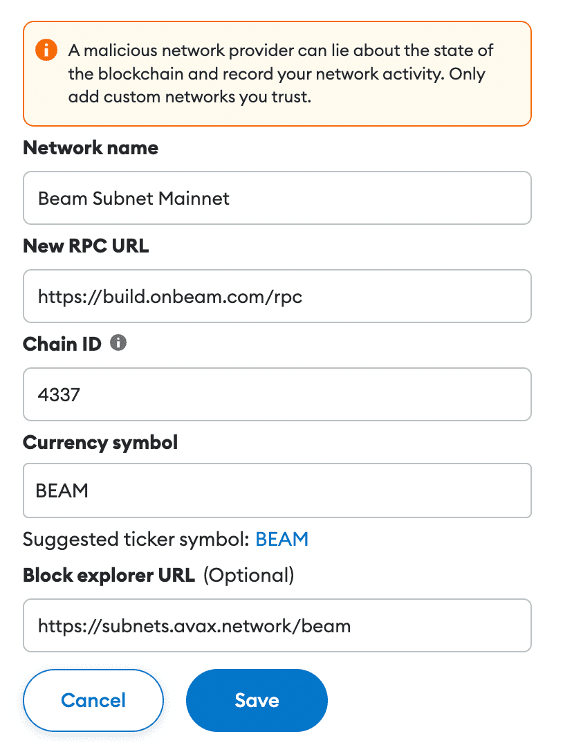 Beam RPC Settings MetaMask Setup - Connecting to Beam | Beam Docs: Your Gateway to Web3 Frontier ...